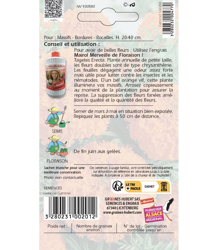 graines a semer de Rose d'Inde Naine double Cupidon orange VIF